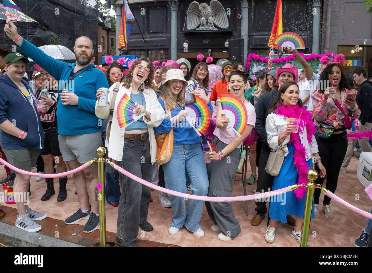 14 June , 2025, Boston, Massachusetts, USA Sidewalk party at the Pink ...