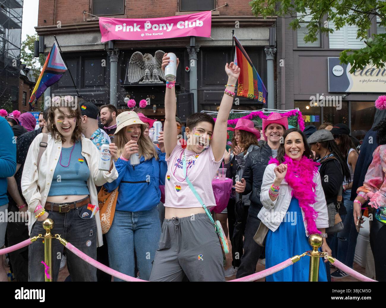 14 June 2025, Boston, Massachusetts, USA Sidewalk party at the Pink ...