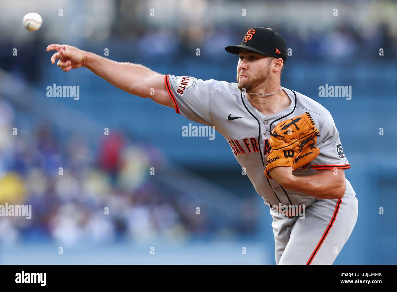 San Francisco Giants pitcher Landen Roupp (65) delivers to a Los ...