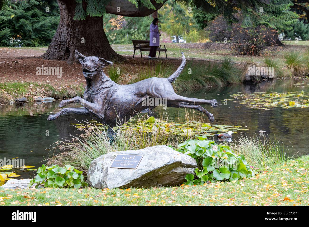 Queenstown Gardens and park area with Kuri dog sculpture by Richard ...