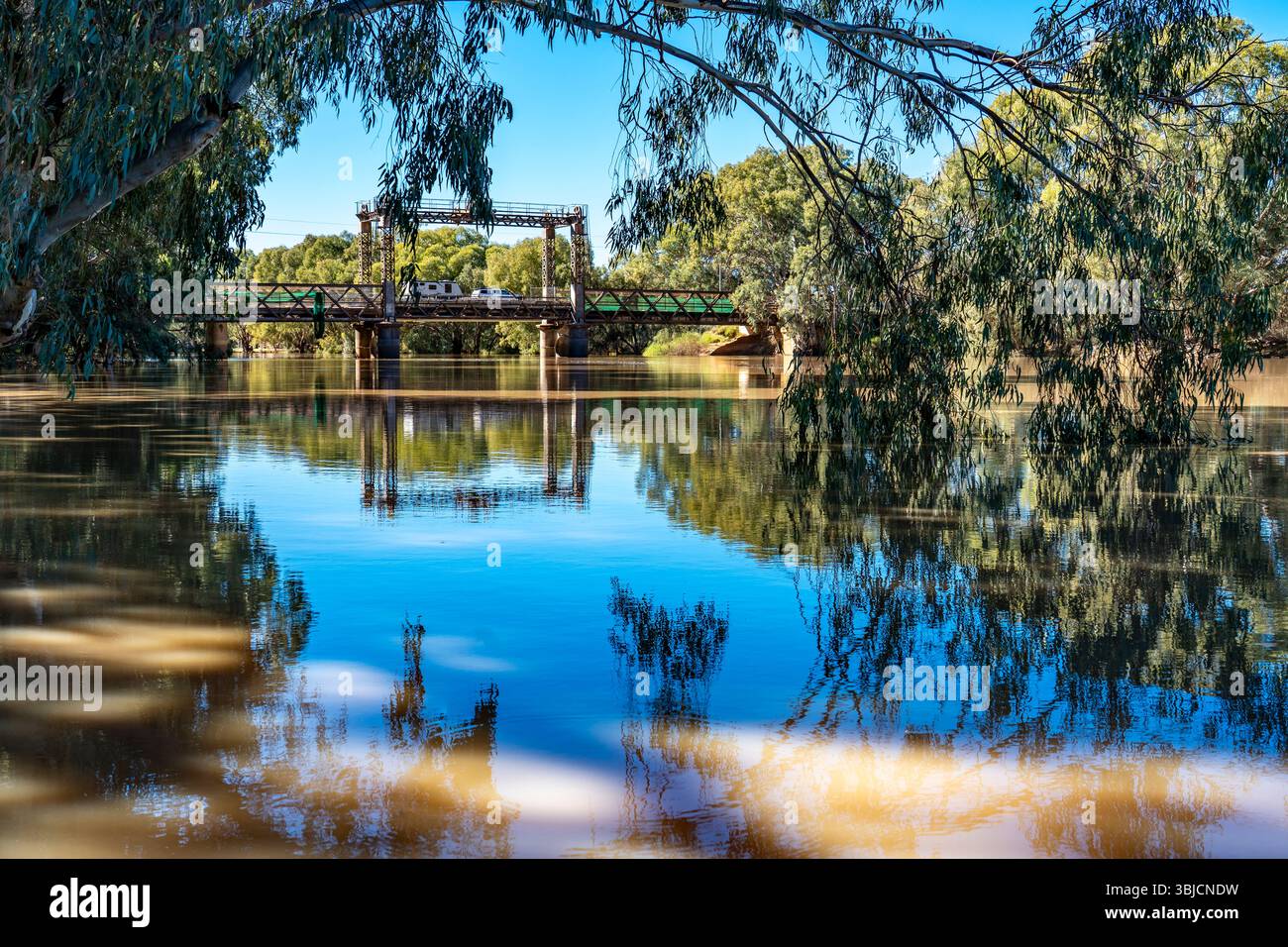 The Darling River with plenty of water washing down from previous heavy ...