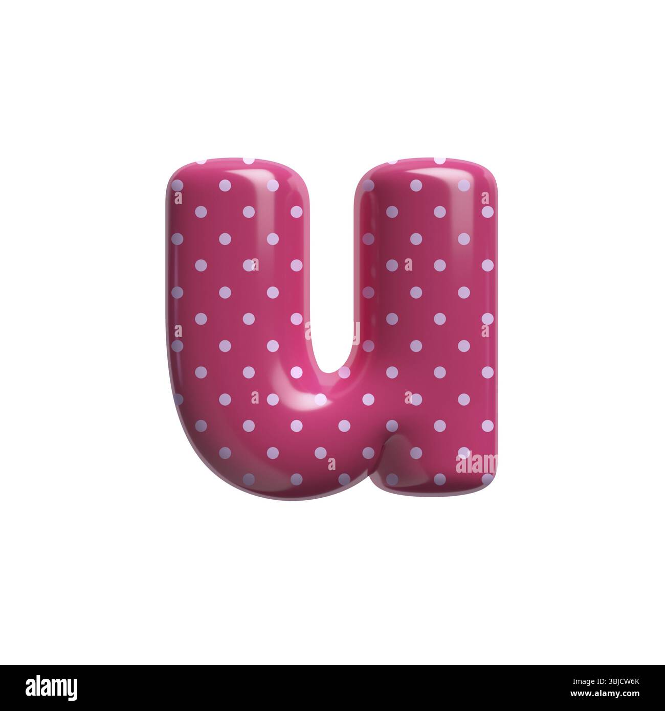 Polka dot letter U - Small 3d pink retro font isolated on white ...