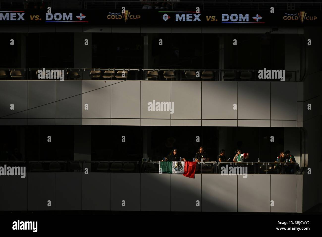 Fans arrive early inside SoFi Stadium before a CONCACAF Gold Cup soccer ...