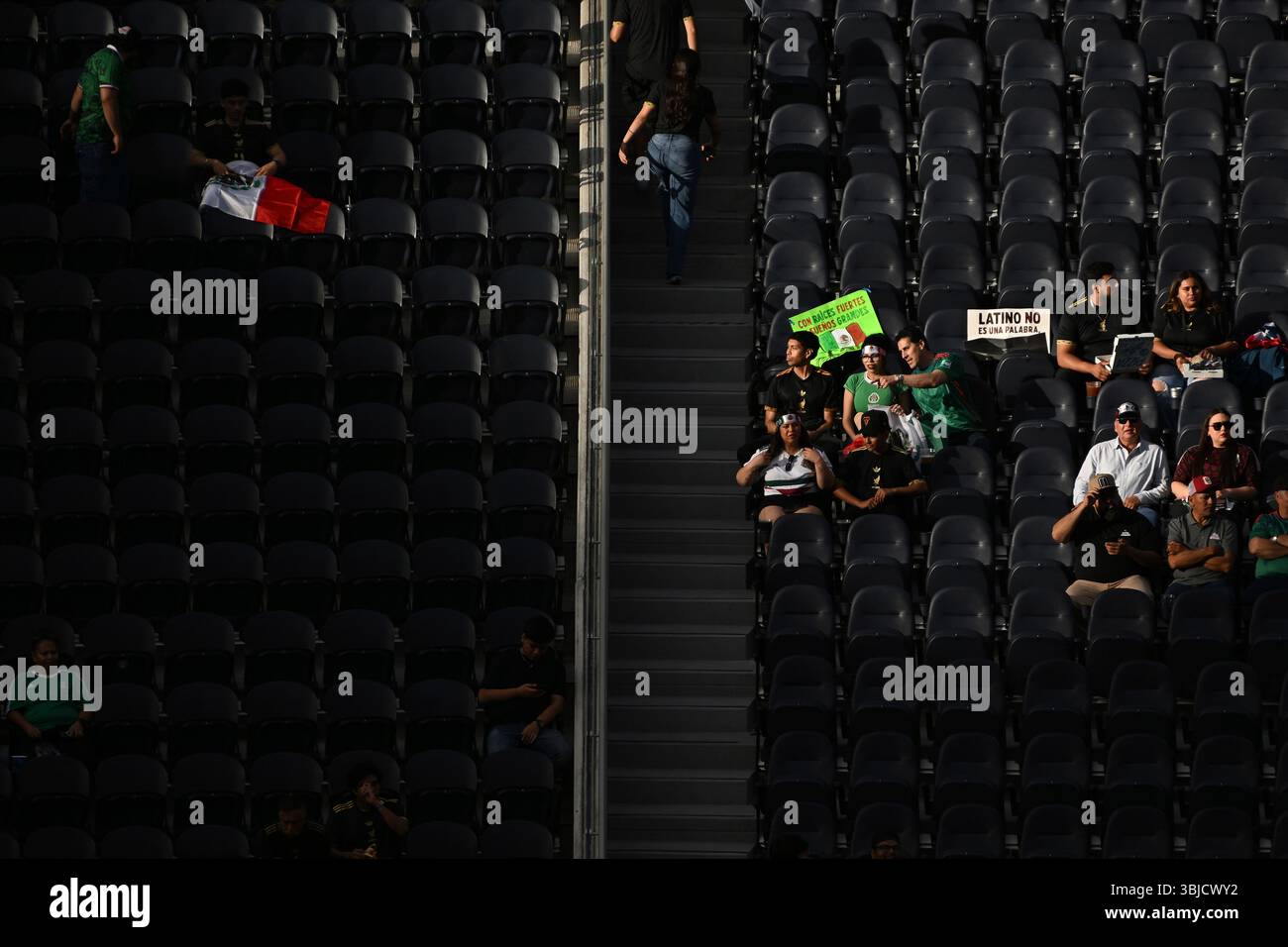 Fans arrive early inside SoFi Stadium before a CONCACAF Gold Cup soccer ...