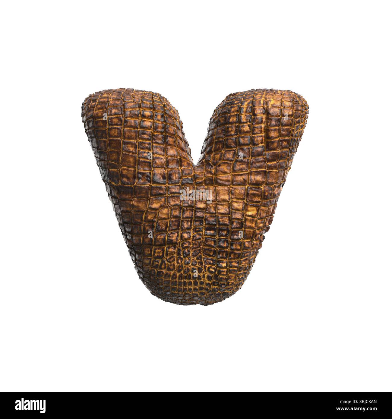 Crocodile letter V - Small 3d reptile font isolated on white background ...