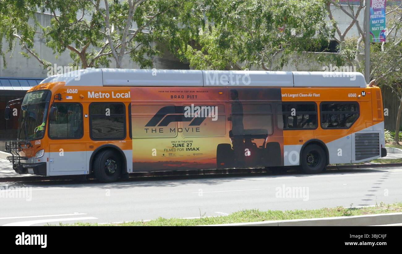 Los Angeles, California, USA 13th June 2025 Brad Pitt F1 Bus Billboard ...
