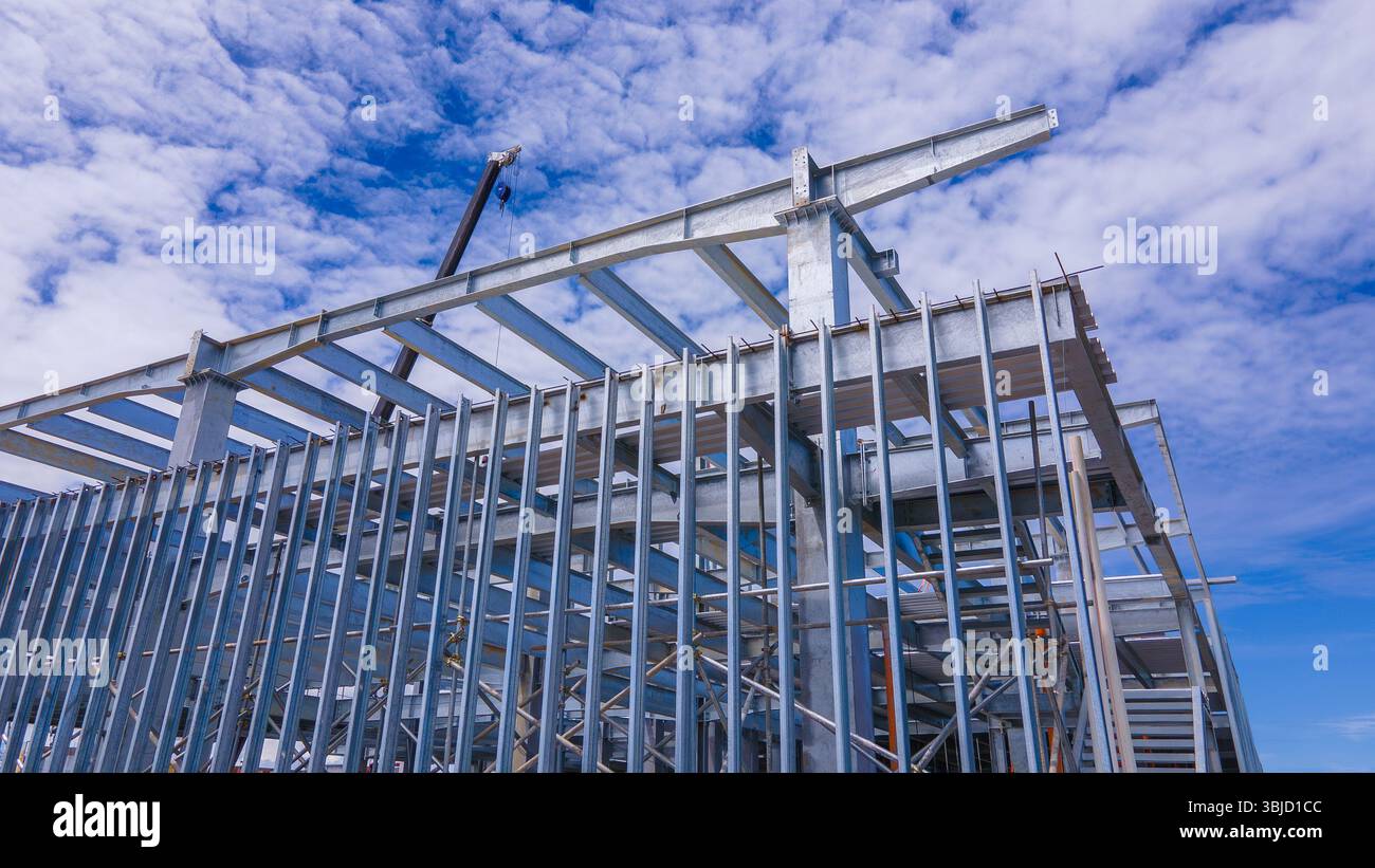 Steel frame of a new commercial building under construction Stock Photo ...