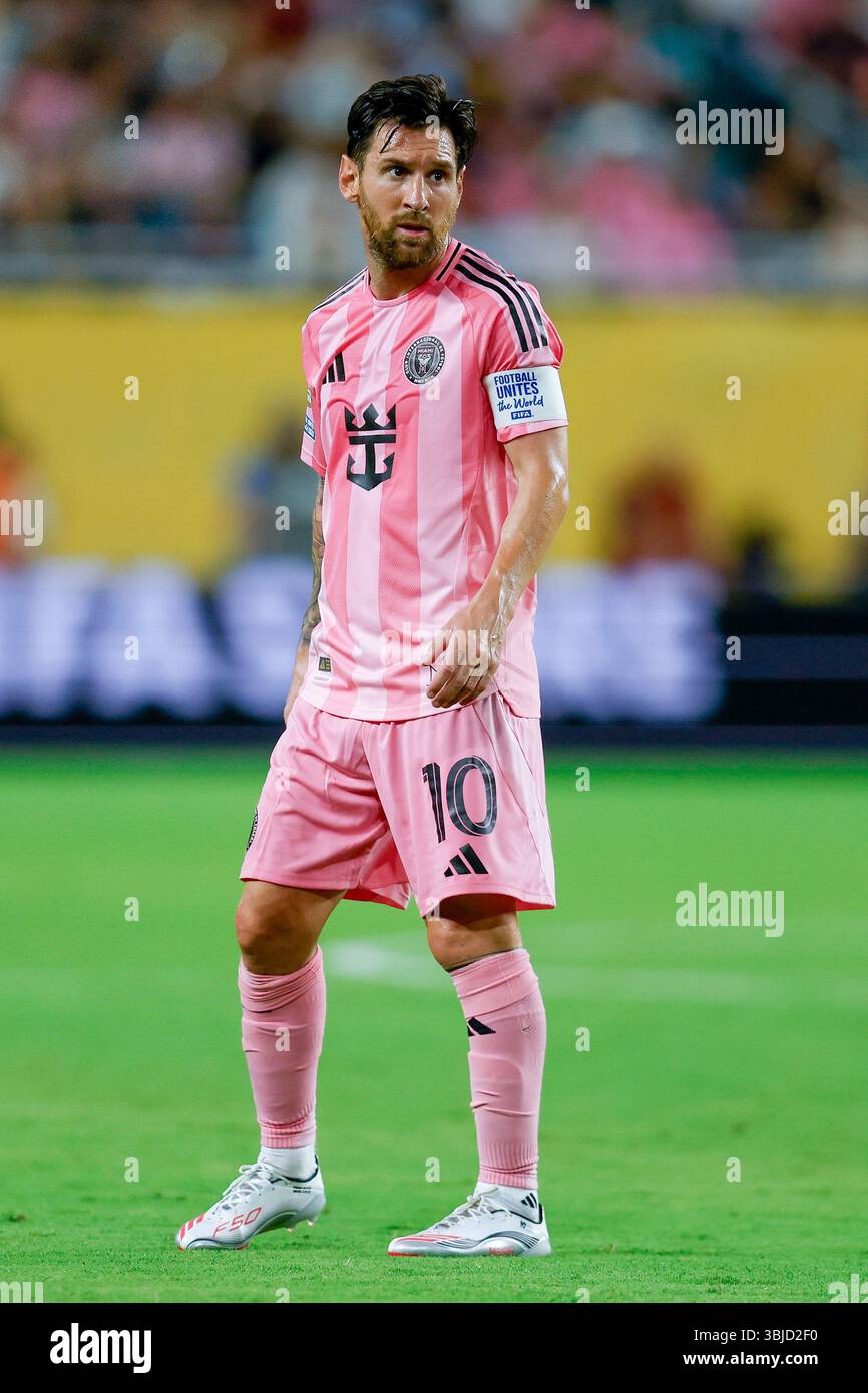 MIAMI GARDENS, FL - JUNE 14: Lionel Messi (10) of Inter Miami CF looks ...
