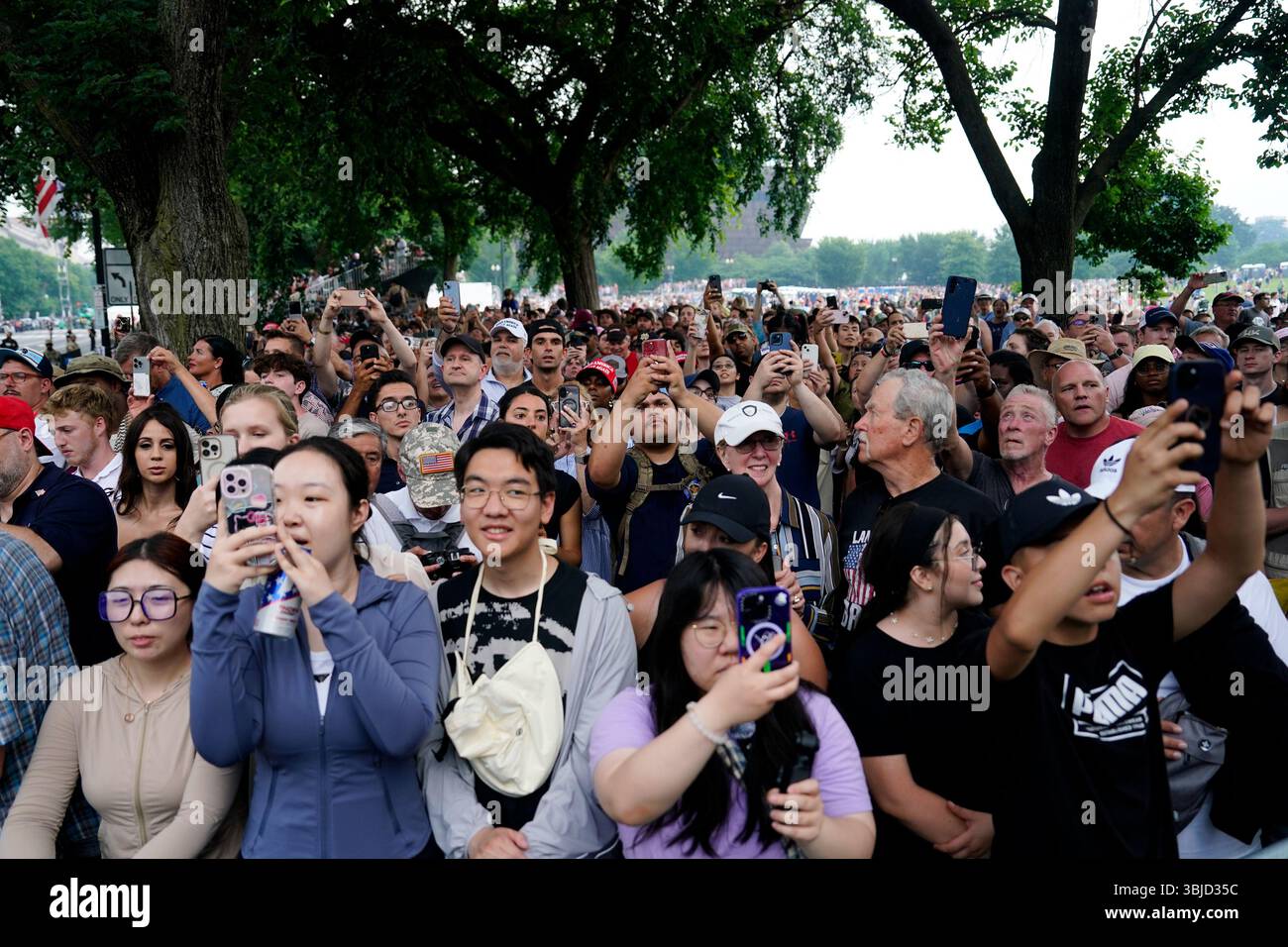 Spectators watch the US Army's 250th Anniversary Parade in Washington ...