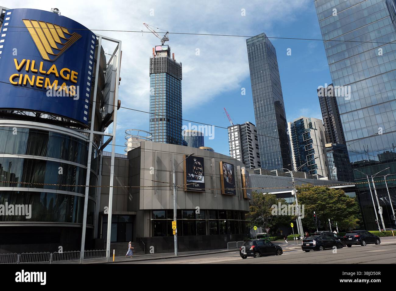 Village cinemas and skyscrapers in business center of Melbourne ...