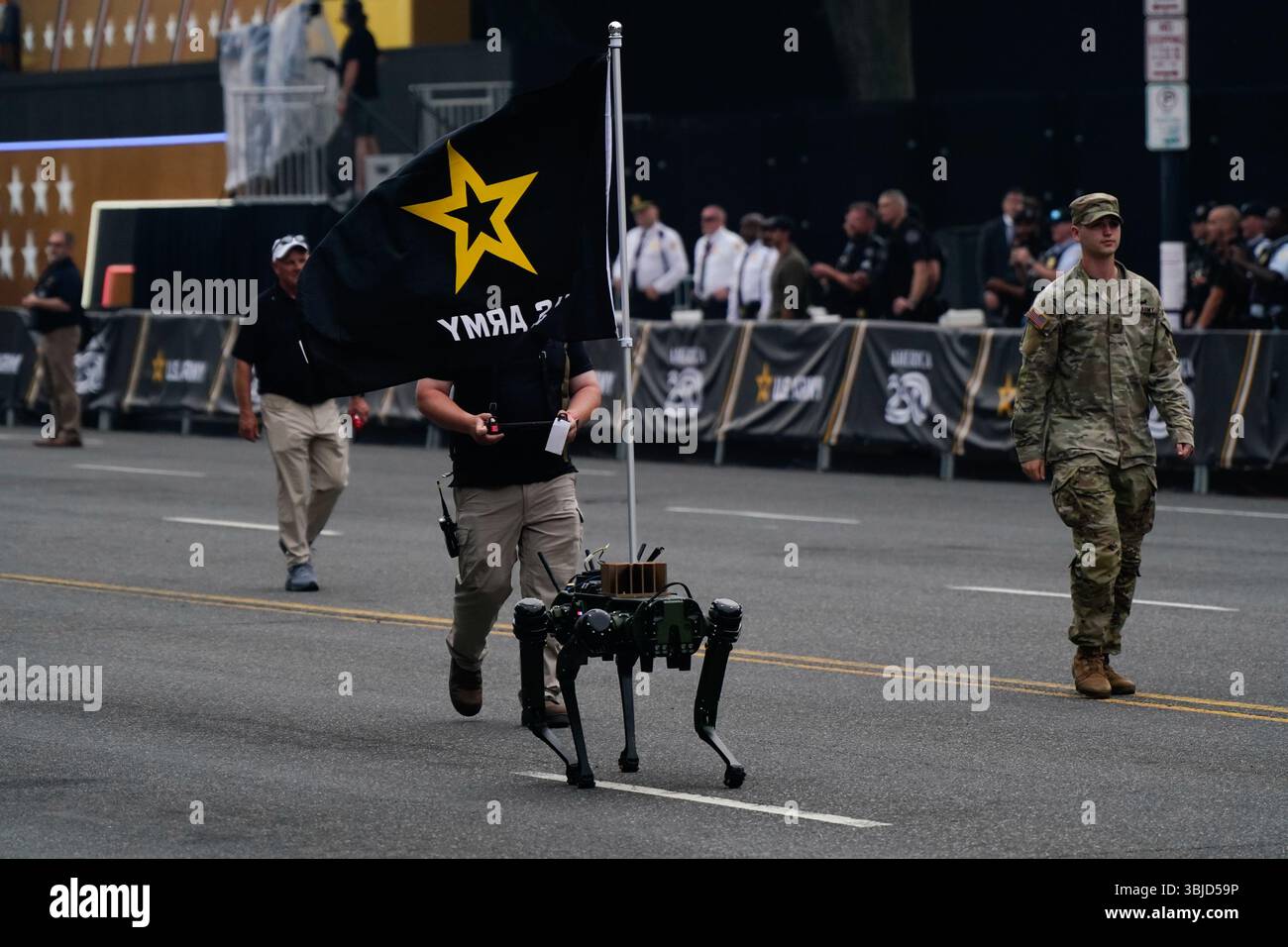 A robotic quadruped, also known as a robot dog, during the US Army's ...