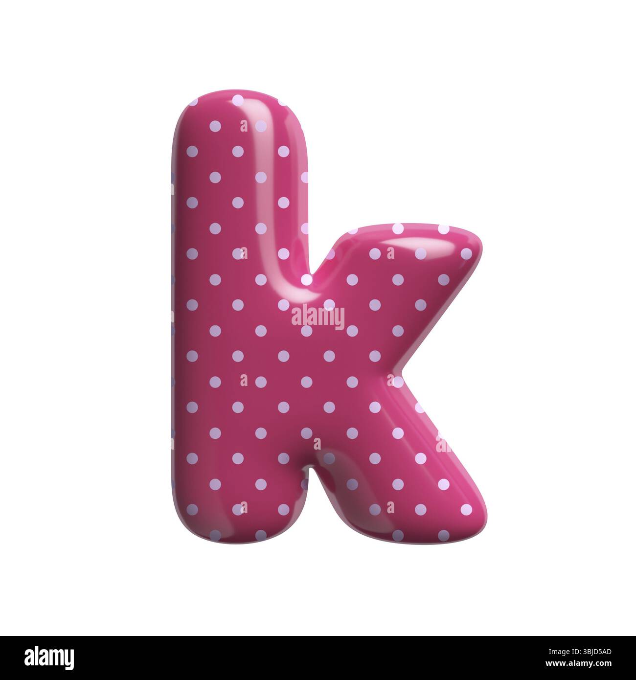Polka dot letter K - Lower-case 3d pink retro font isolated on white ...
