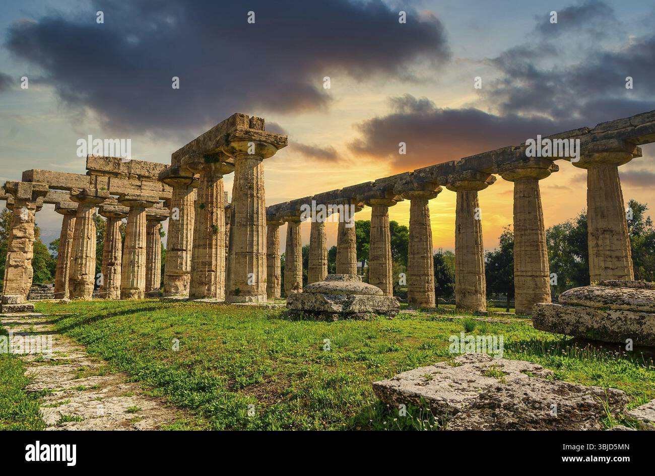 First temple of Hera in Paestum, Italy, Europe Stock Photo - Alamy