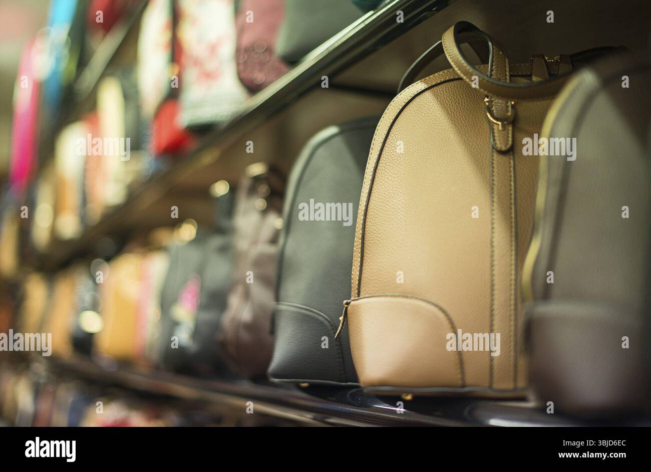 Leather handbags collection in the store Stock Photo - Alamy