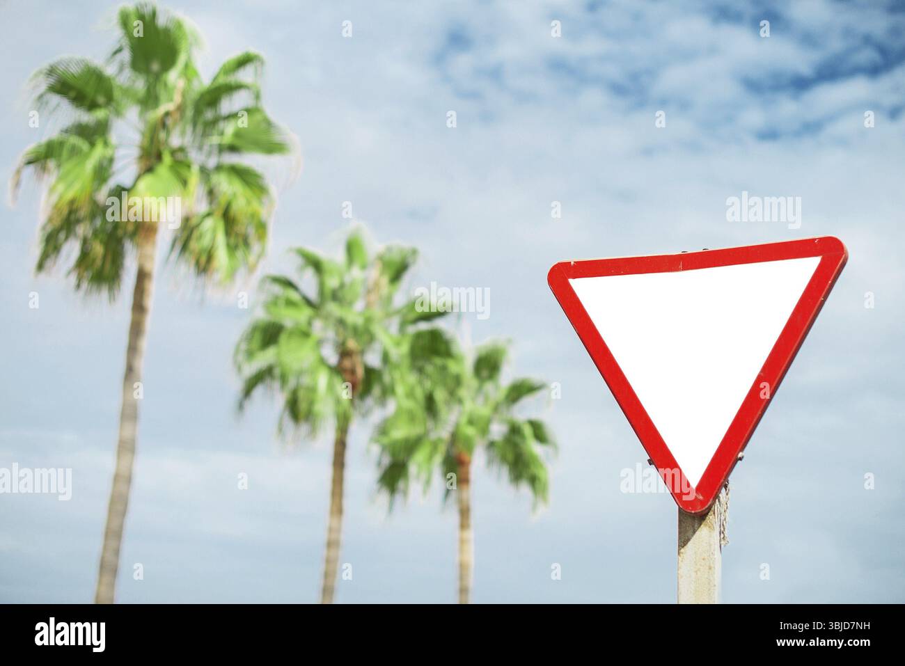 Give way' sign. Place for your text on sign Stock Photo - Alamy