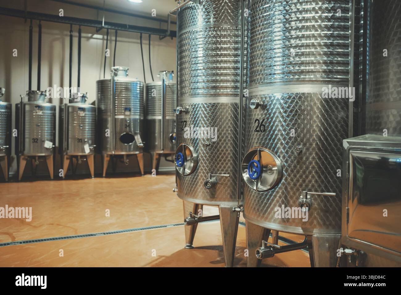 Modern wine factory interior with reservoirs Stock Photo - Alamy