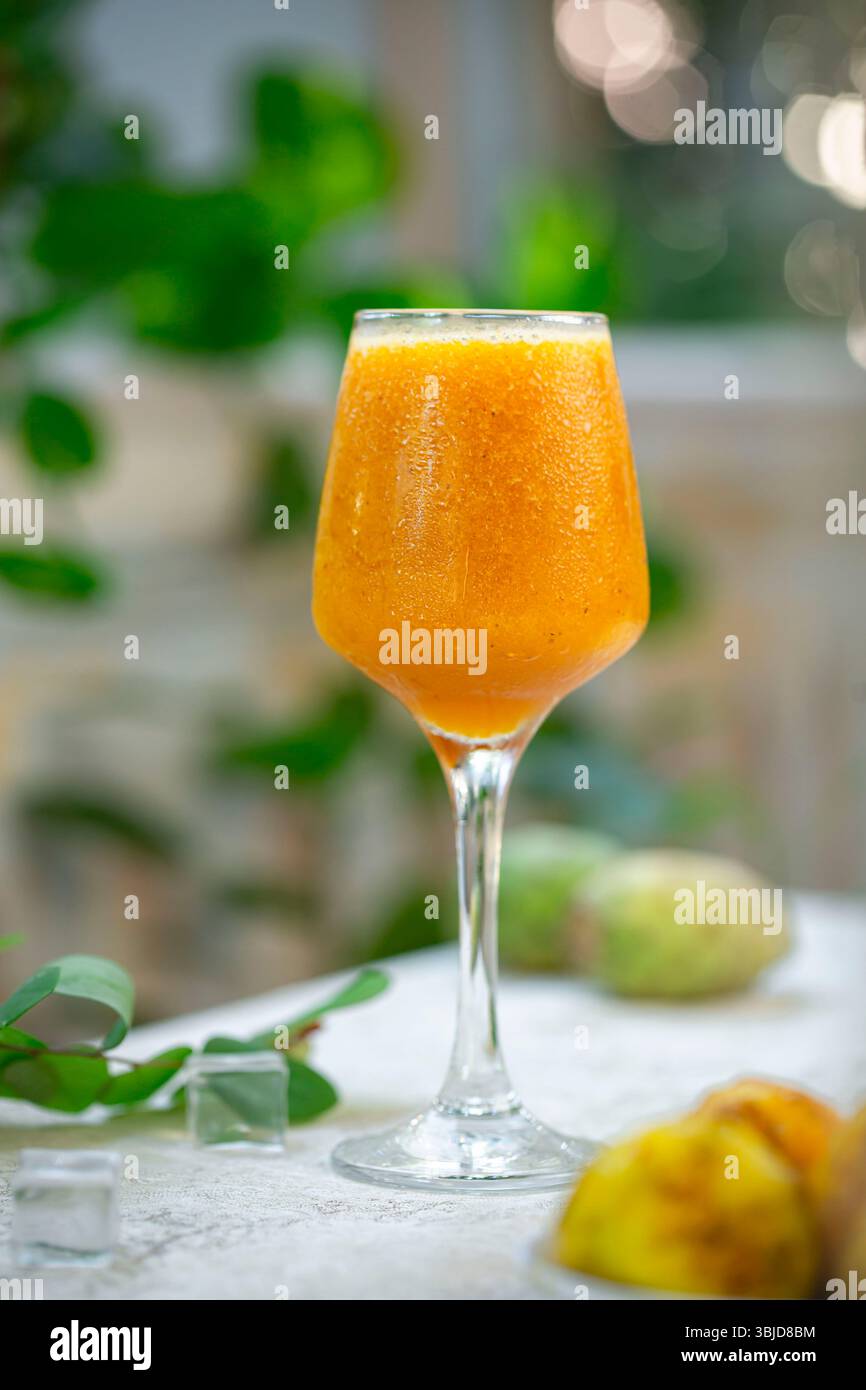 Iced cactus fruit juice glass, traditional Arabic juice Stock Photo - Alamy