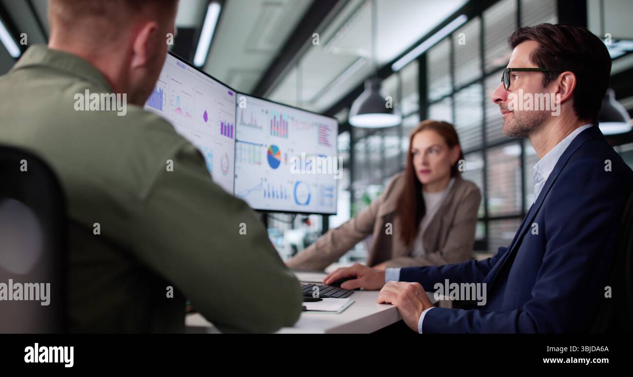 Diverse Team Analyzing KPI Dashboard For Corporate Business Strategy ...