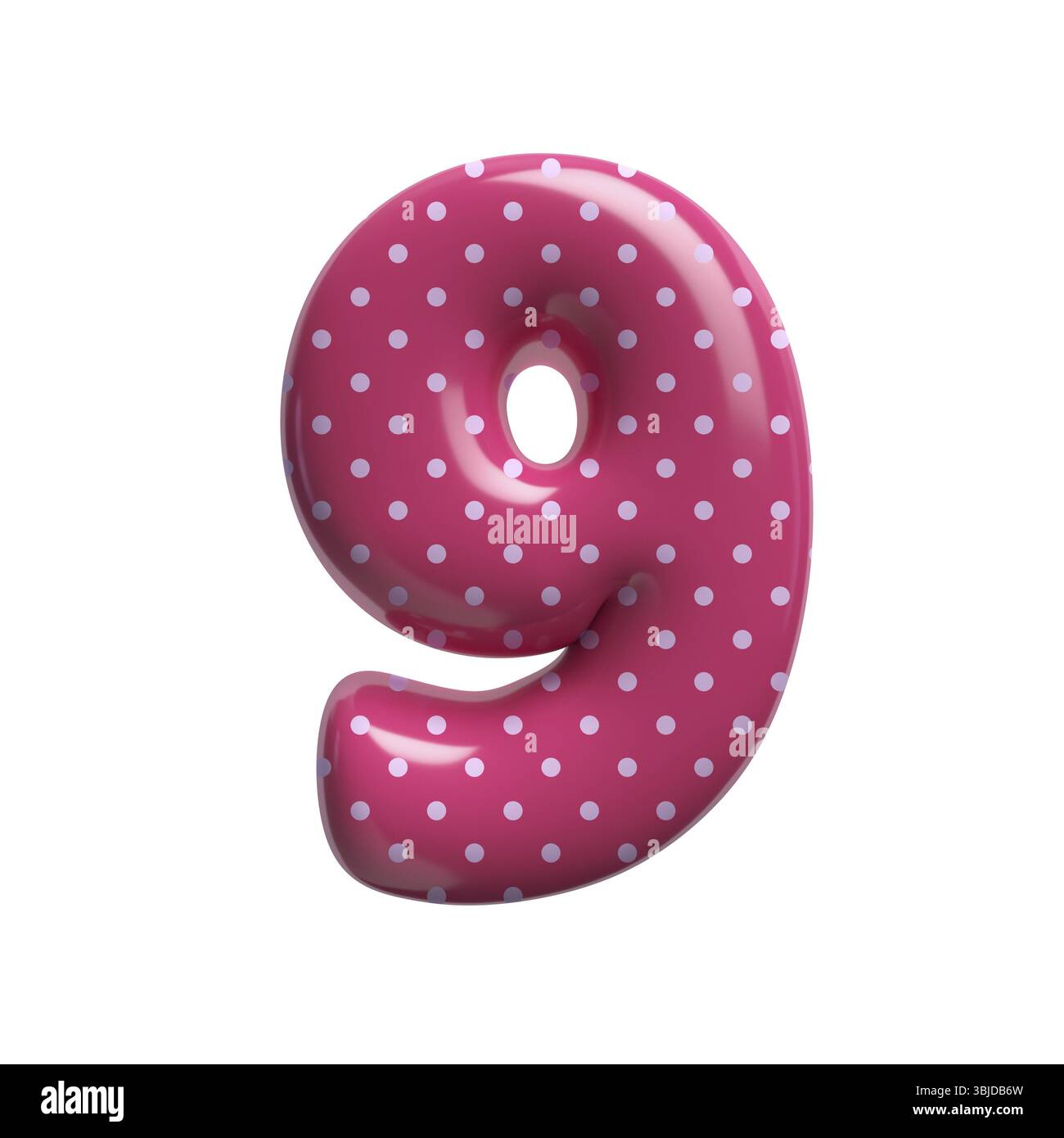 Polka dot number 9 - 3d pink retro digit isolated on white background ...