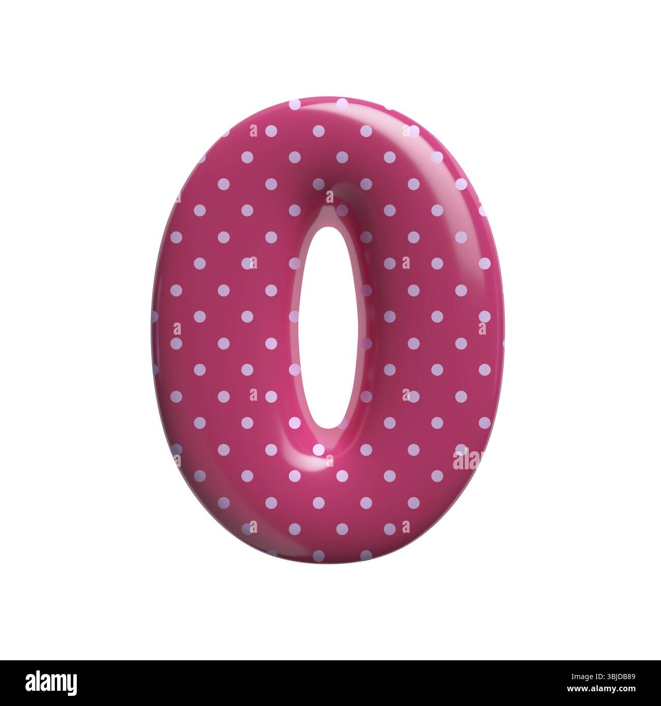 Polka dot number 0 - 3d pink retro digit isolated on white background ...