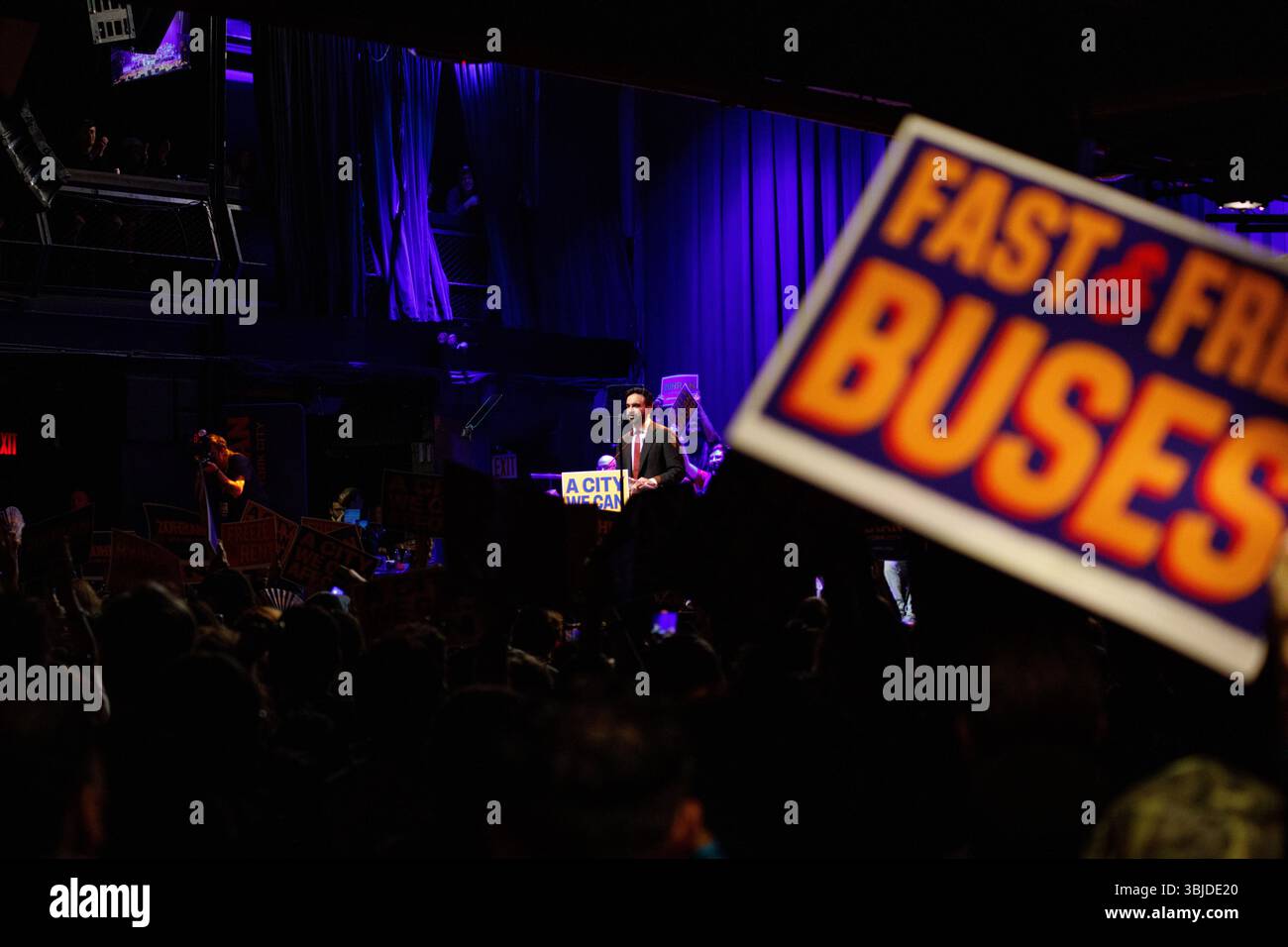 New York, NY. June 14th, 2026 Zohran Mamdani speaks at his Terminal 5 ...