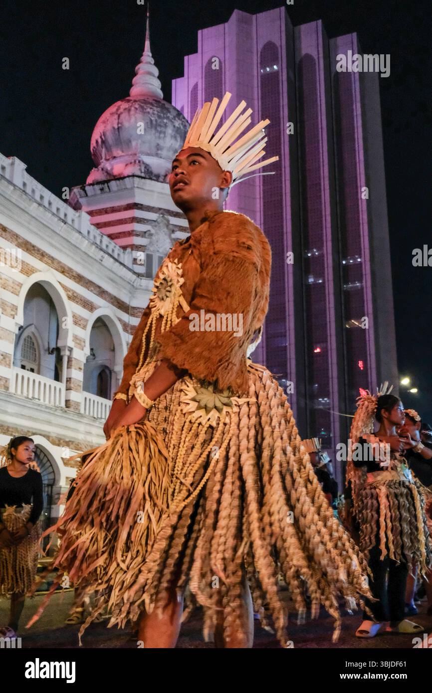 A Malaysian indigenous man known as Orang Asli seen wearing traditional ...