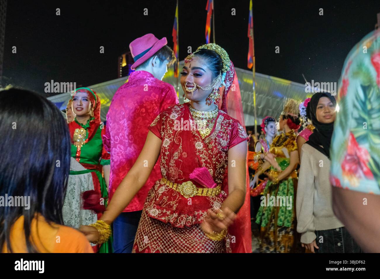 People from multi races and ethnics dance together during the event ...