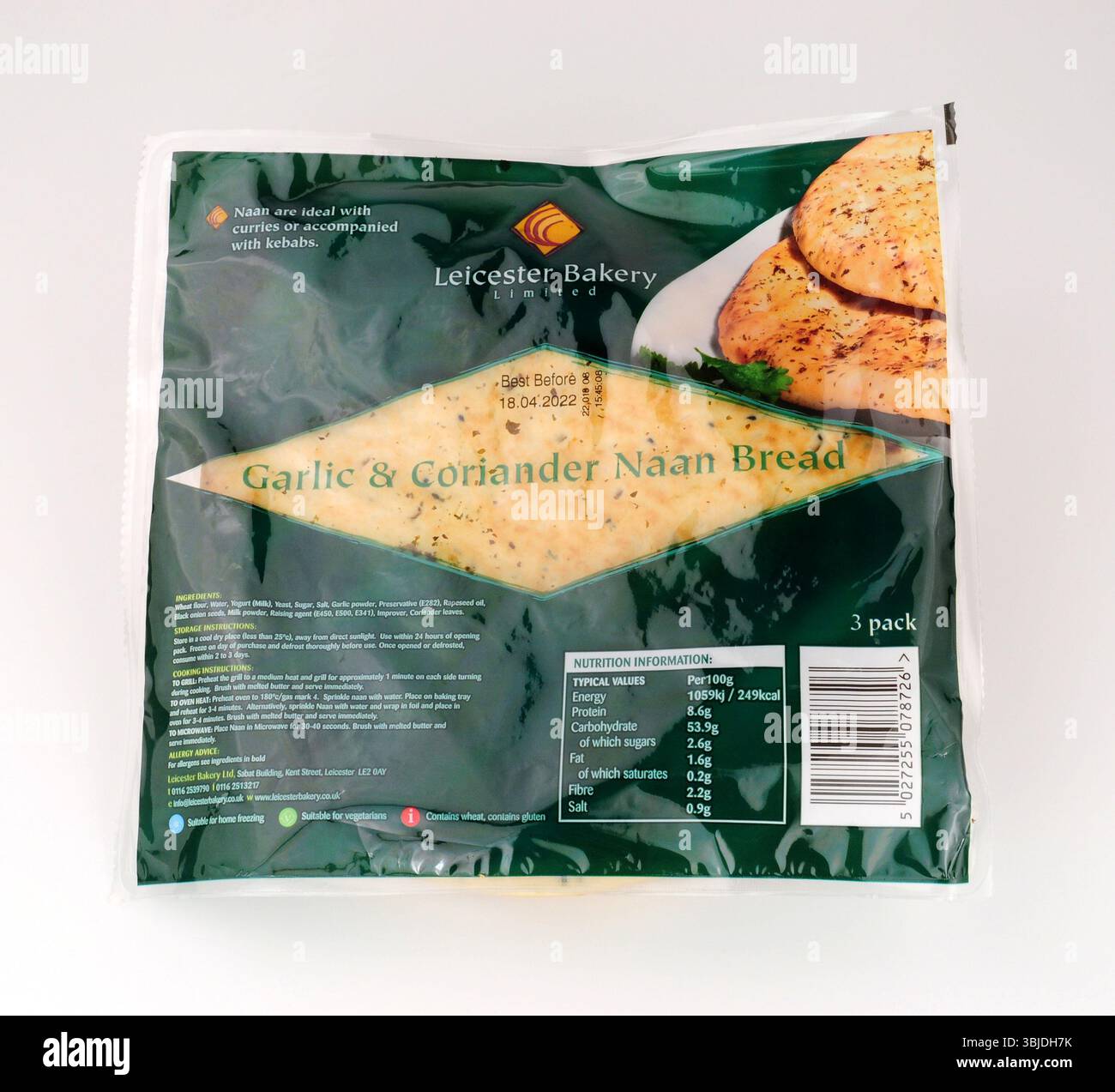 Leicester Bakery Limited garlic and coriander naan bread in a long life ...