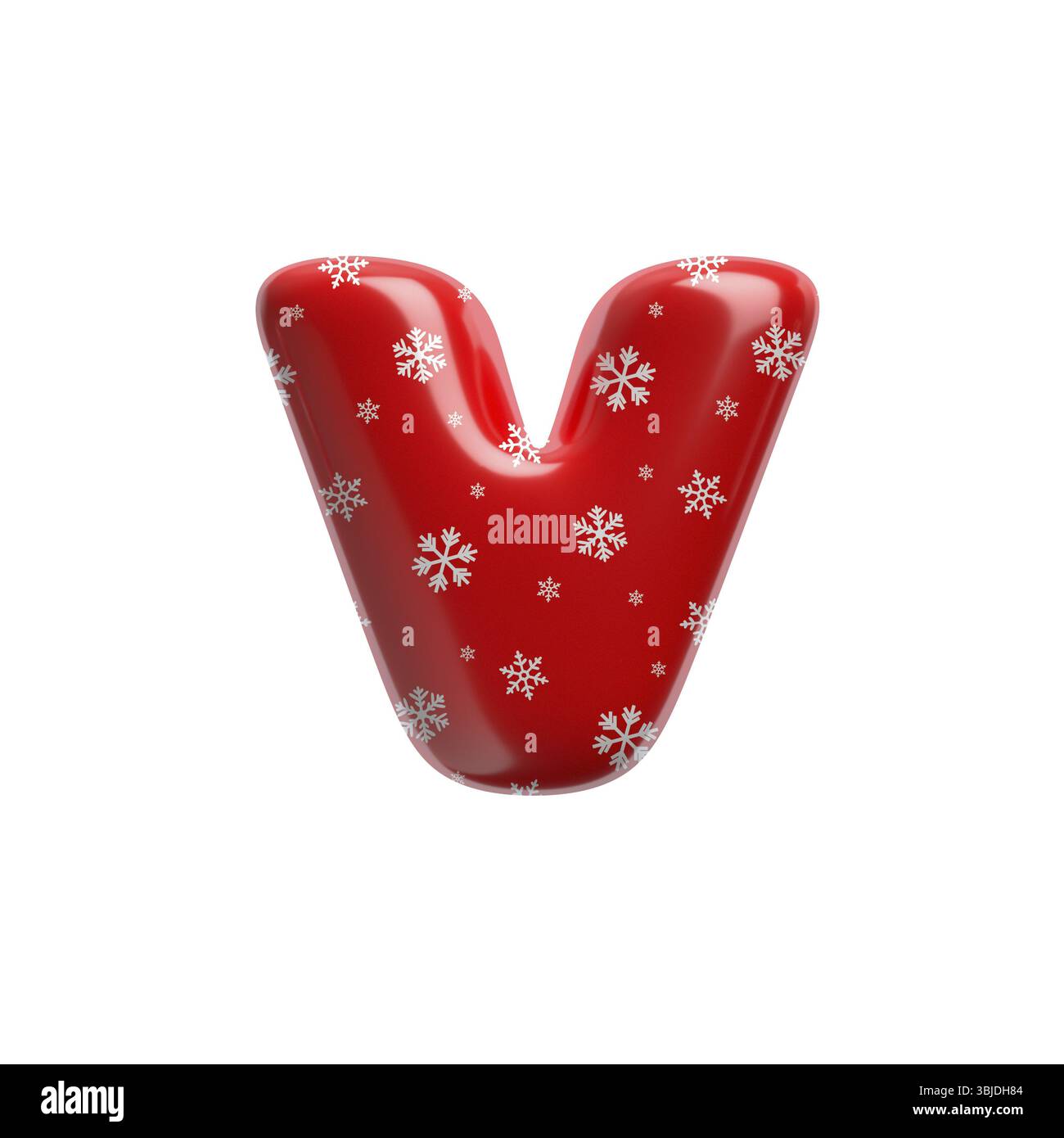 Snowflake letter V - Small 3d christmas font isolated on white ...