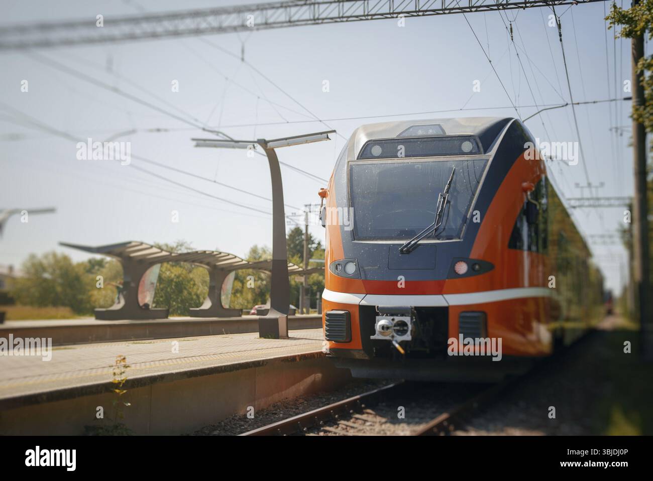 Modern european train at station in Estonia Stock Photo - Alamy