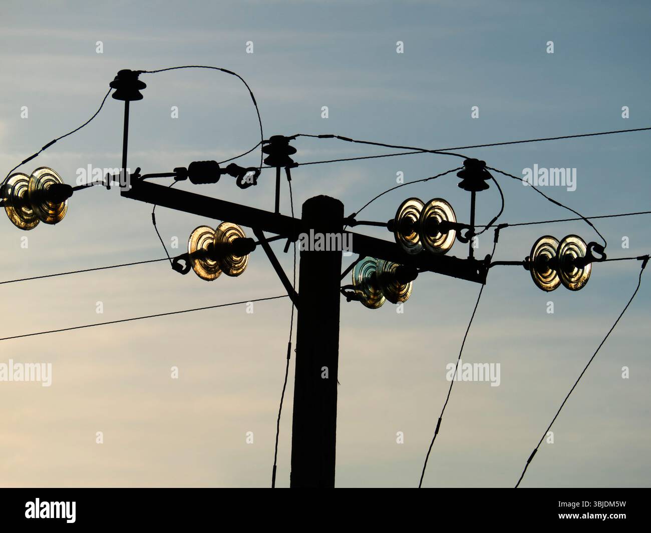 Low voltage lines and step-down transformers outside Radley Village in ...