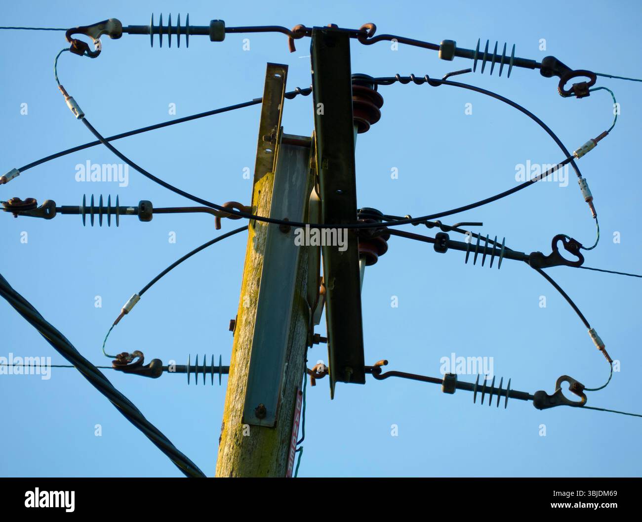 Low voltage lines and step-down transformers outside Radley Village in ...