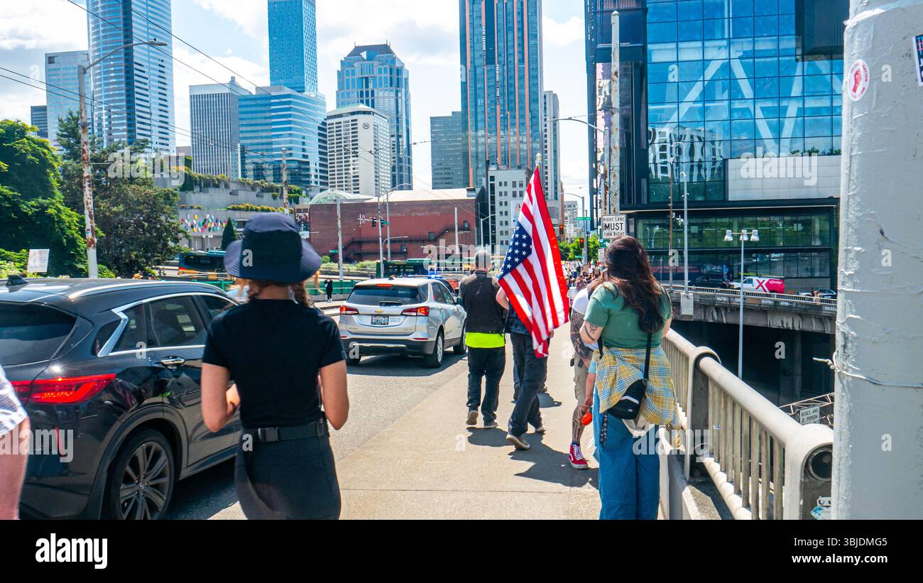 Seattle, Washington, USA. 14th June, 2025. An anti-ICE protest in ...