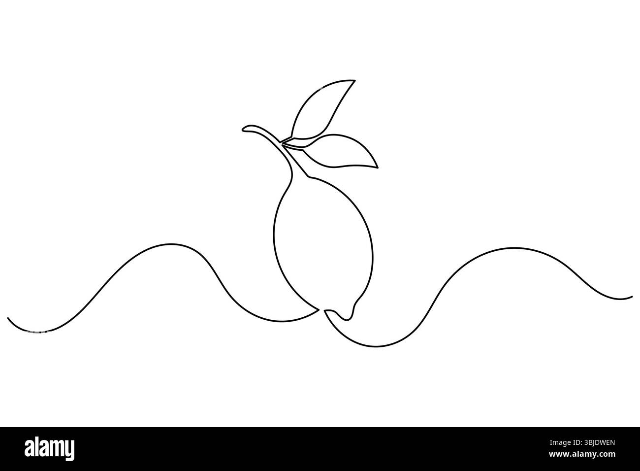Lemon fruit continuous one line drawing minimal style isolated on white ...