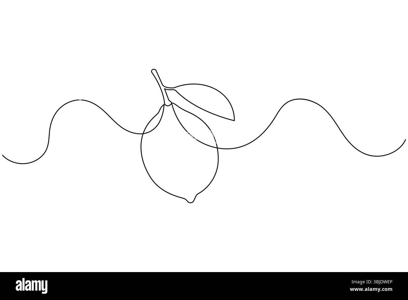 Lemon fruit continuous one line drawing minimal style isolated on white ...