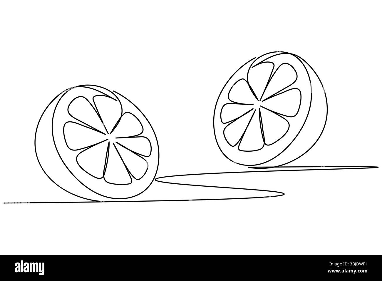 Lemon fruit continuous one line drawing minimal style isolated on white ...
