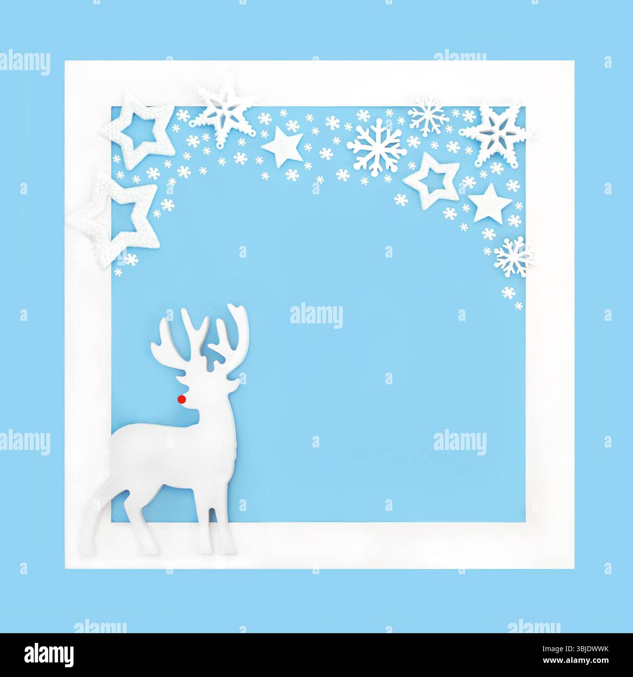 Christmas Rudolph red nose reindeer North Pole theme background on blue ...