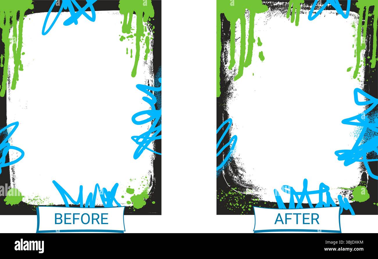 Before and after template. Graffiti frames for photo comparison ...