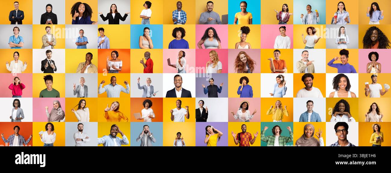 Colorful collage showing diverse people and their lifestyles Stock ...