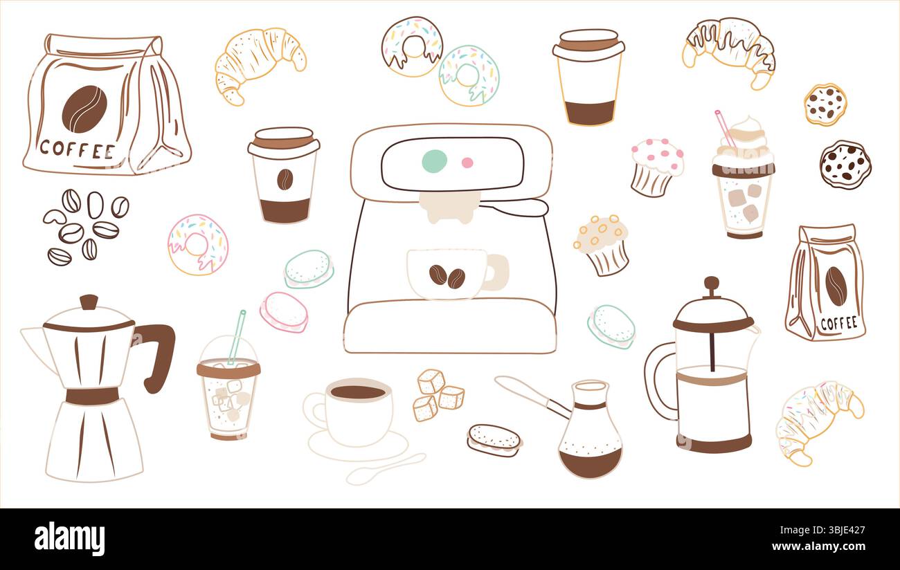 Set desserts in style Stock Vector Images - Alamy