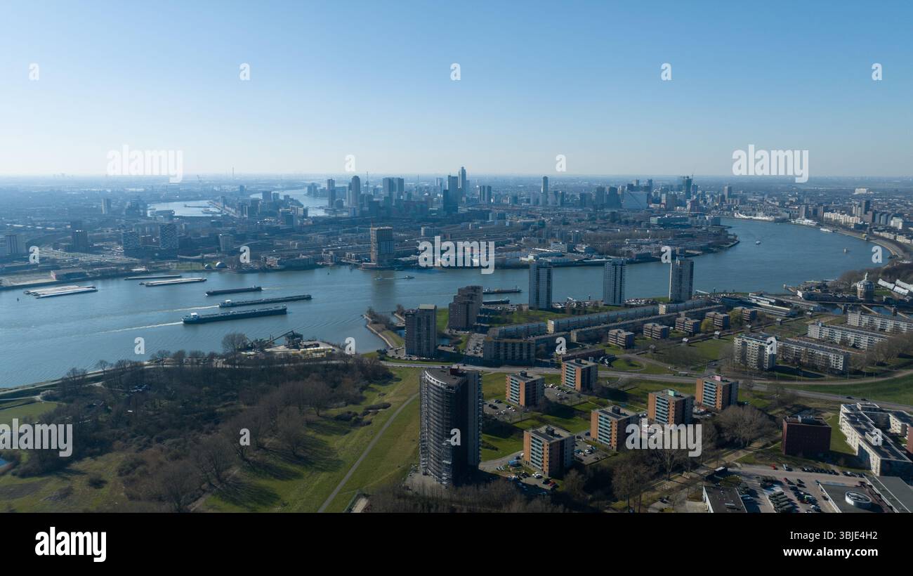 Rotterdam, Nieuwe Maas, city skyline, South Holland, The Netherlands ...