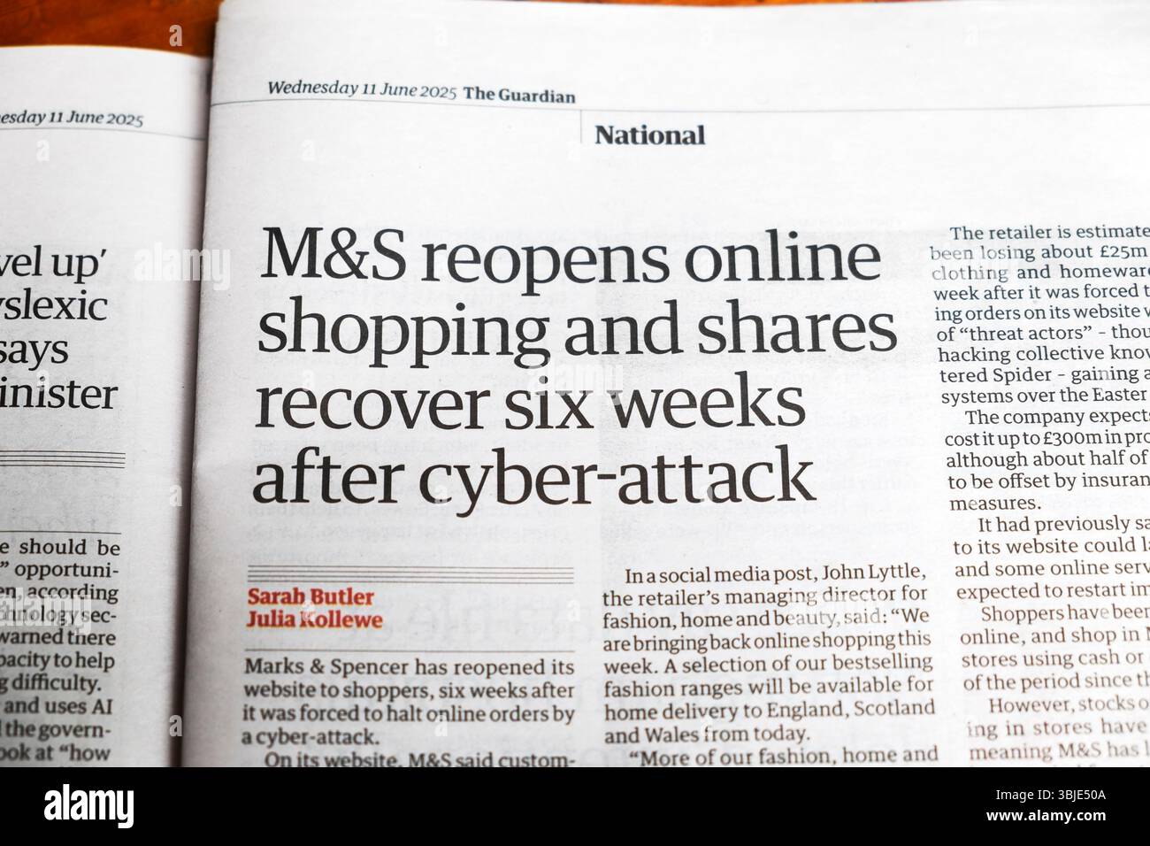 'M&S reopens online shopping and shares recover six weeks after cyber ...