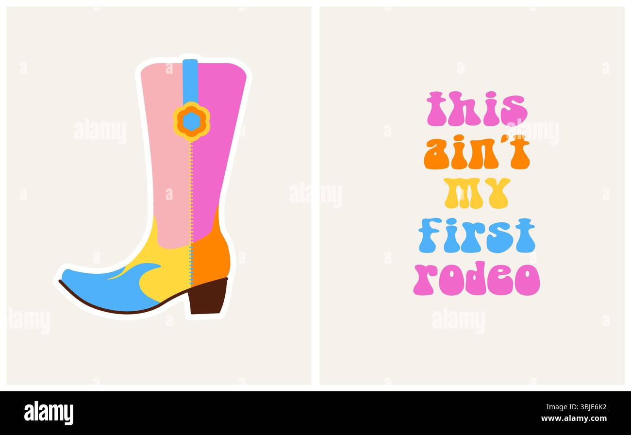 Funny Girly Poster with Cowgirl Boot and Retro Lettering. This Ain't My ...