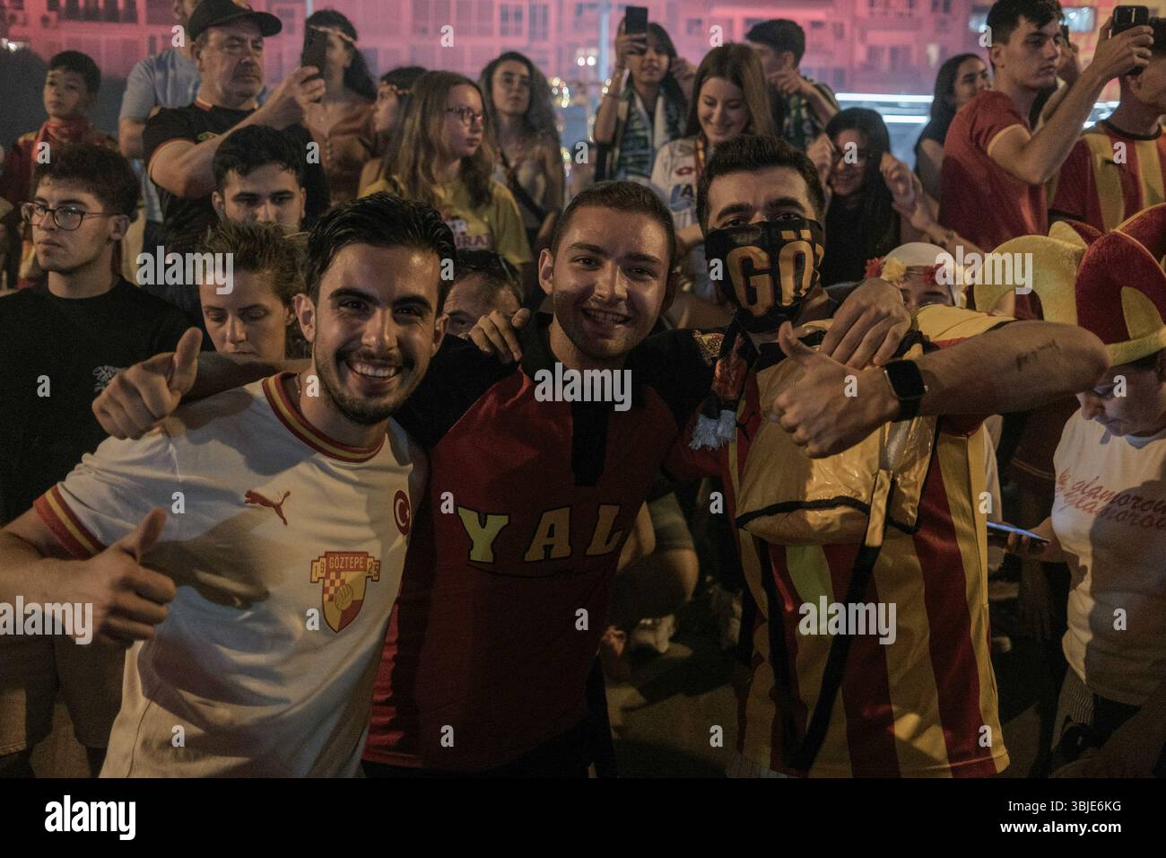 Izmir, Turkey. 14th June, 2025. Goztepe fans during the celebrations ...