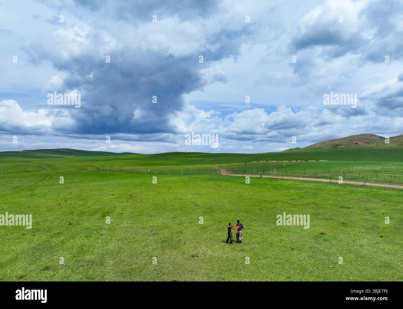 (250615) -- XILINGOL LEAGUE, June 15, 2025 (Xinhua) -- An aerial drone ...