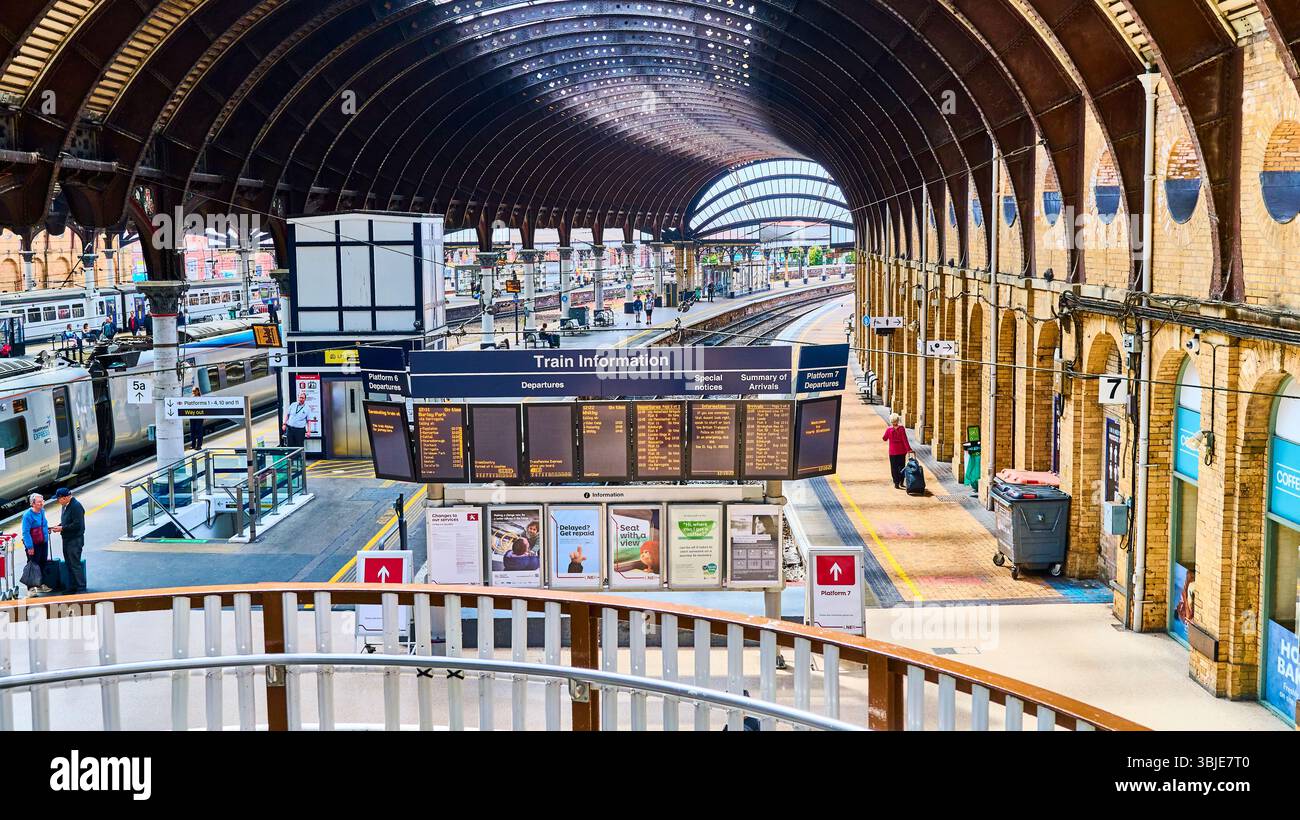 Train information boards on York railway station, UK Stock Photo - Alamy