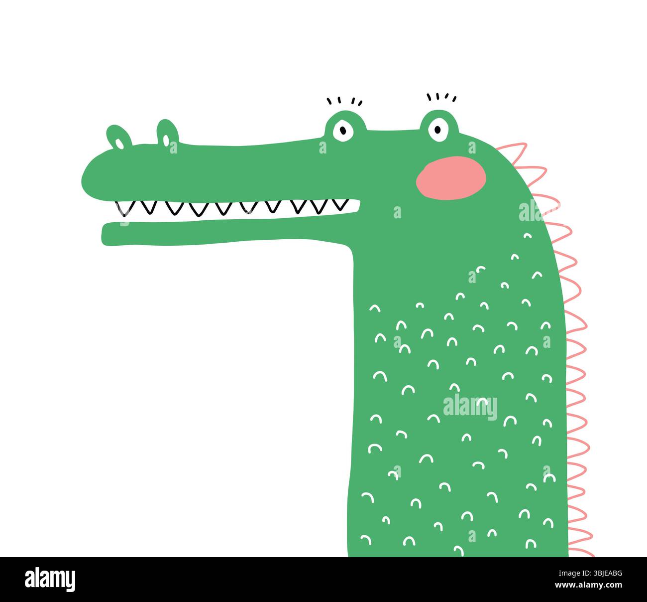 Happy Alligator With Rosy Cheeks. Cute Crocodile. Funny Hand Drawn ...