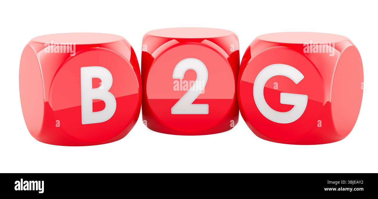 B2G business to government concept. Red cubes with letters B 2 G. 3d ...