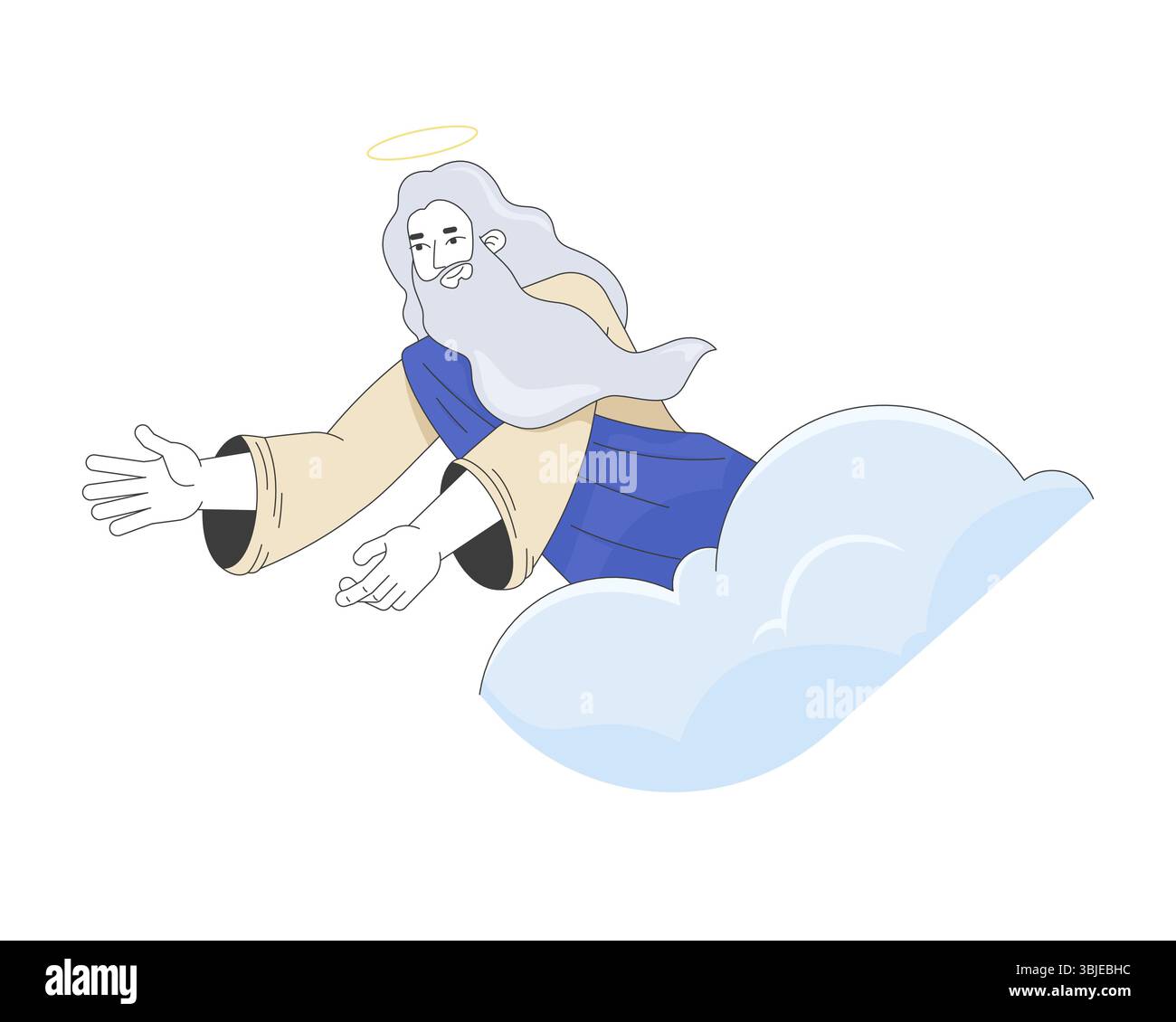 God reaching from clouds 2D cartoon bible character Stock Vector Image ...