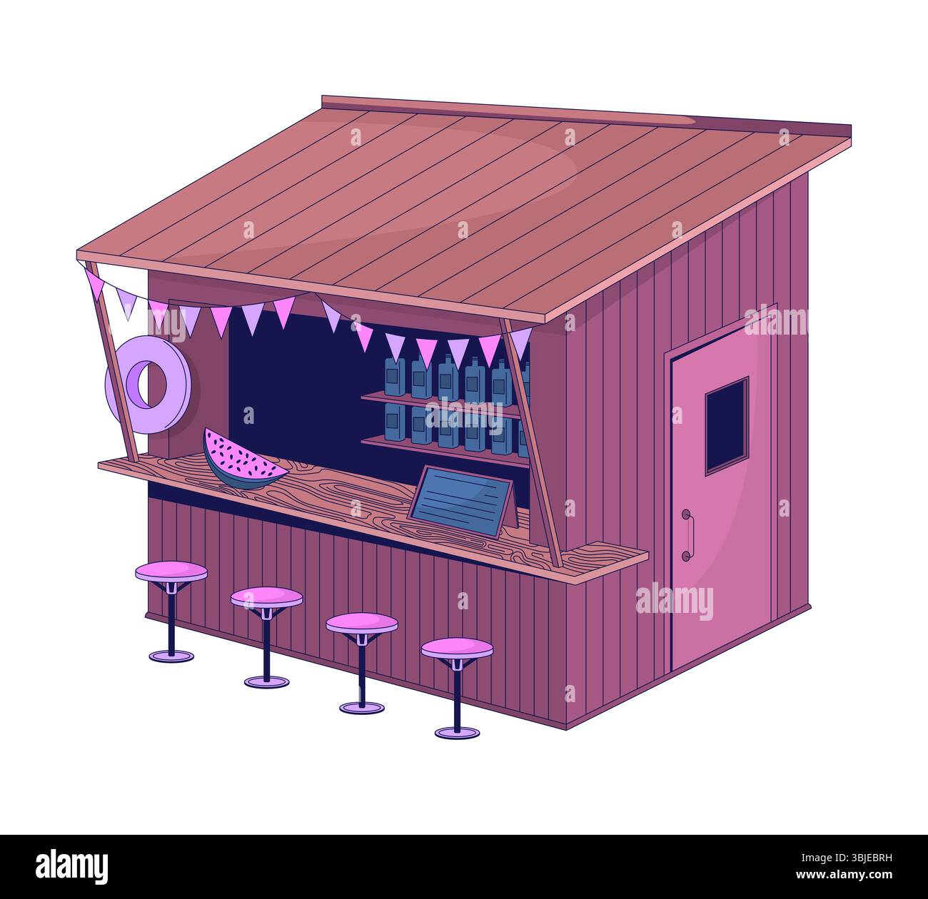 Tropical beach bar hut 2D cartoon object Stock Vector Image & Art - Alamy